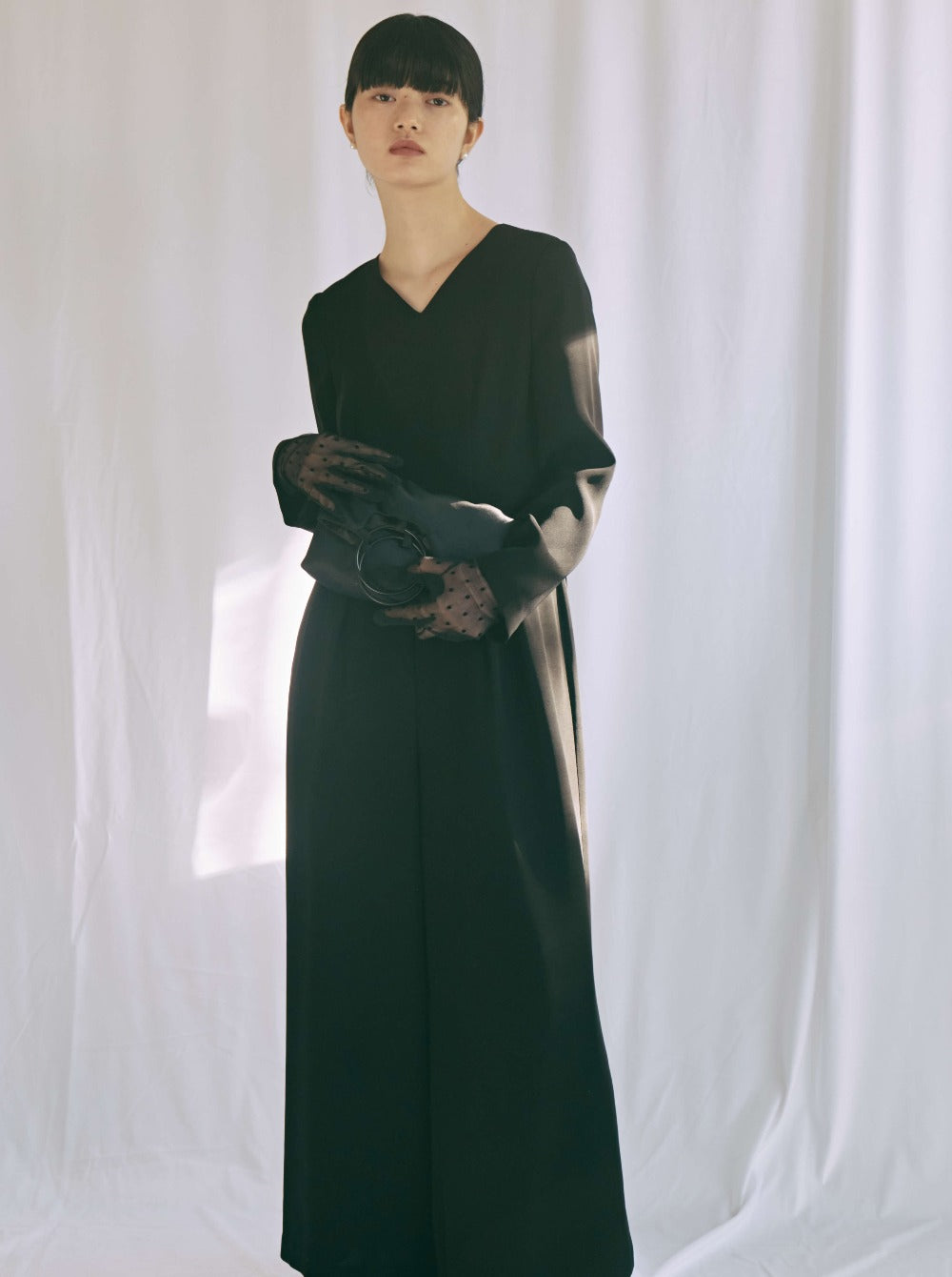 kaene公式オンラインストア カーブネックオールインワン / 100900 ブラックフォーマル喪服