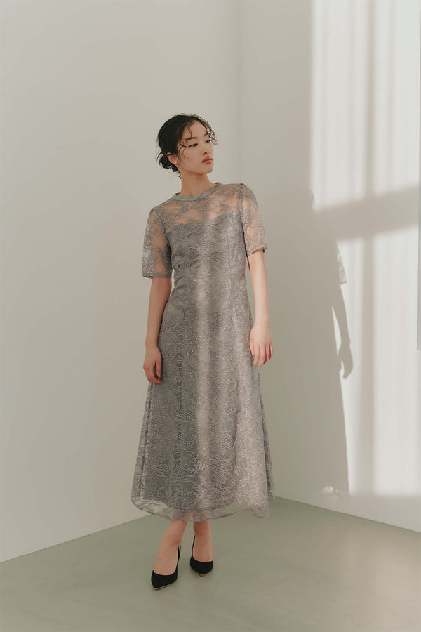 kaene公式オンラインストア シャイニーエンブロイダリーレースドレス / 101039 結婚式パーティーワンピース