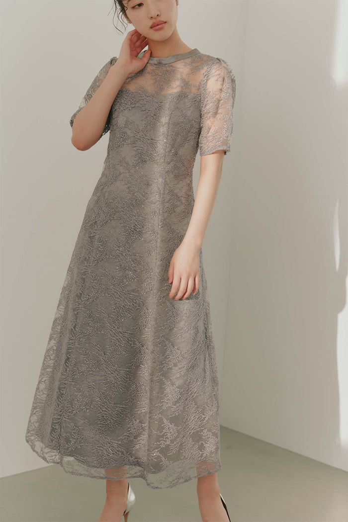 kaene公式オンラインストア シャイニーエンブロイダリーレースドレス / 101039 結婚式パーティーワンピース